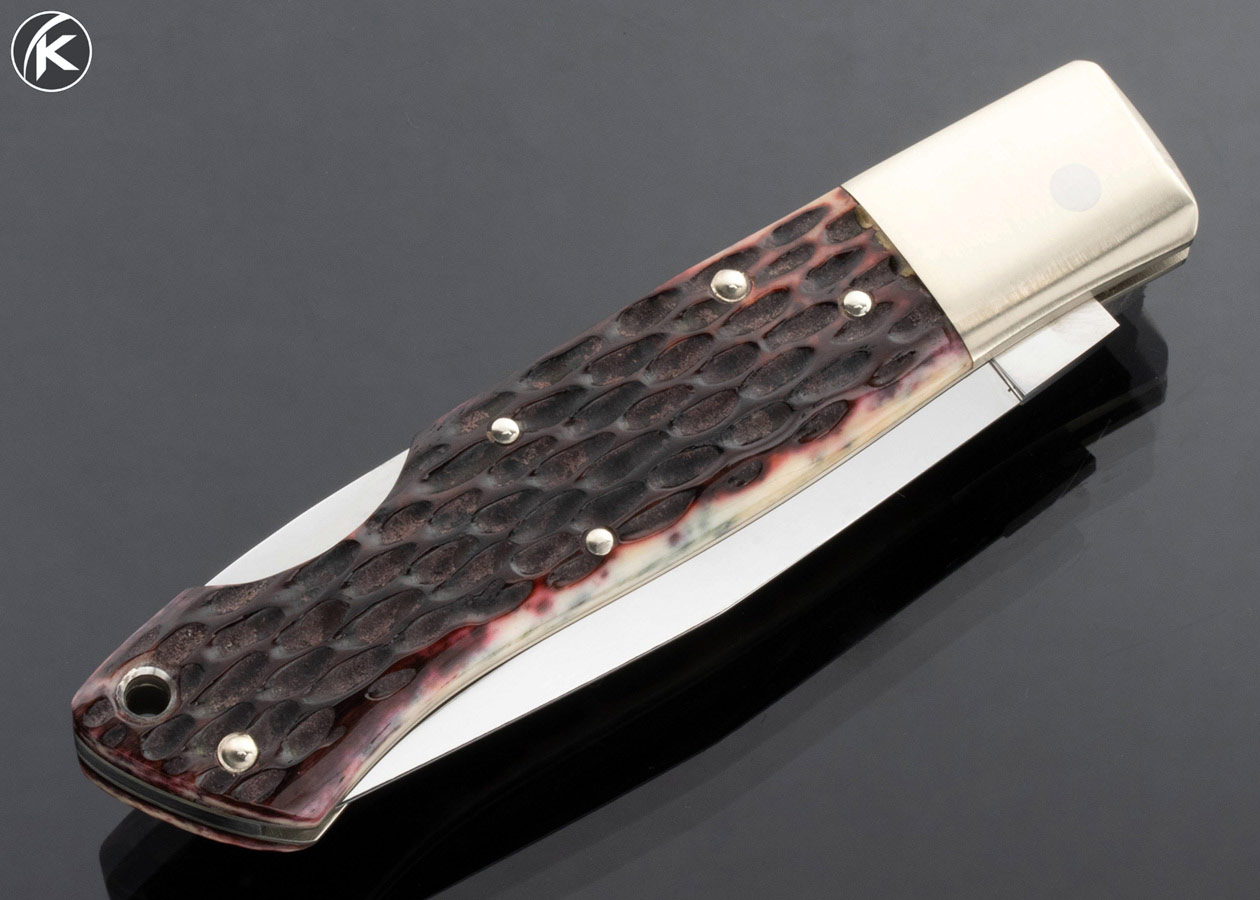 Jess Horn Custom Knife Stag Beretta Knife Mirror Polished Blade with ...