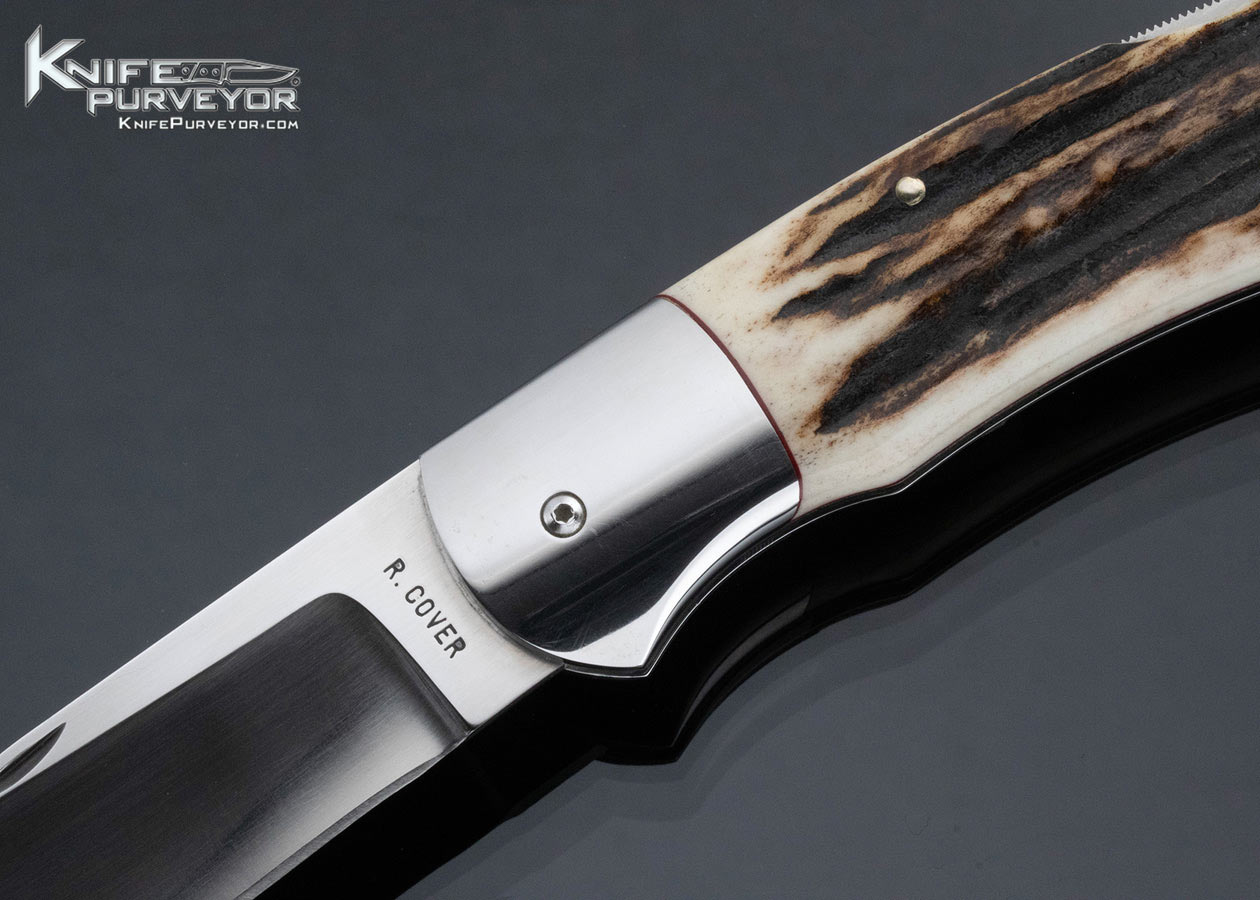 Ray Cover Custom Knife Large Stag Hollow Ground Clip Point Lockback ...
