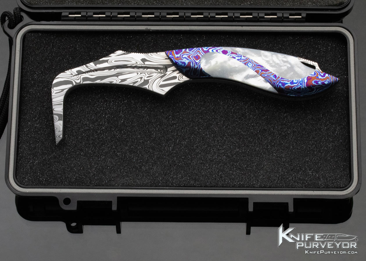 Ron Best Custom Horse Hoof Hook Mother of Pearl Timascus and Damasteel ...