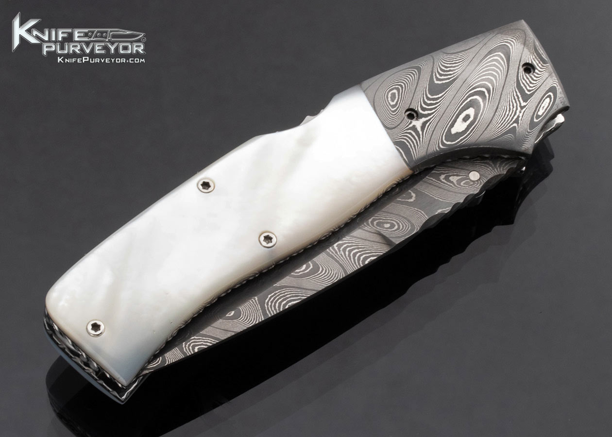 Charlie Dake Custom Knife Damascus and Mother of Pearl Double Action ...