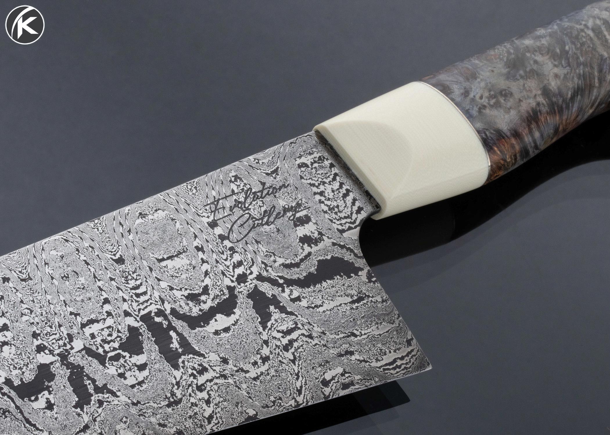 Dan Tompkins Evolution Cutlery Custom Knife Sole Authorship Damascus ...