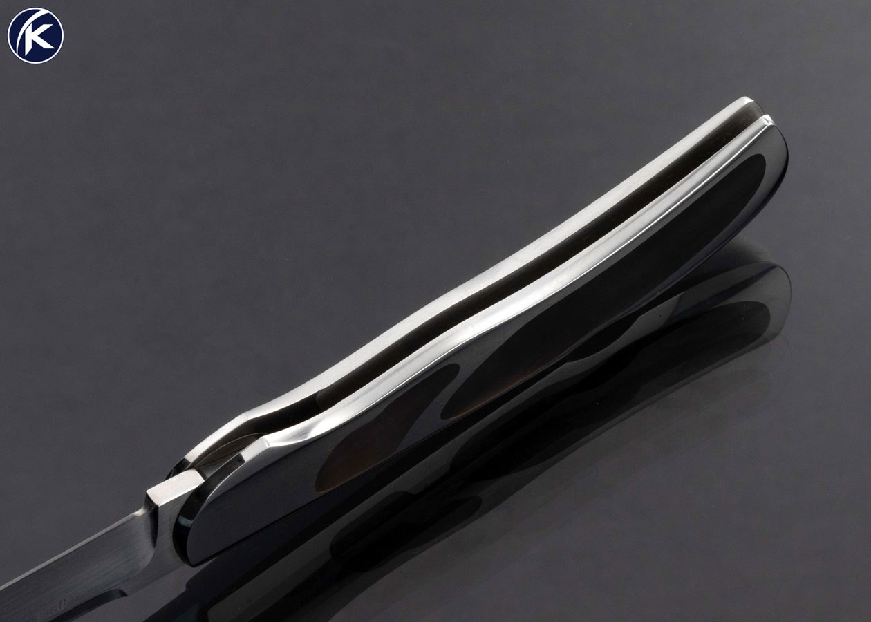 Warren Osborne Custom Knife Black Lip Tahitian Pearl Double Interframe ...