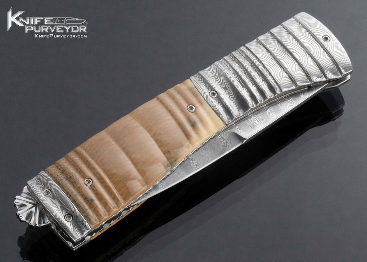 Rex Robinson Custom Knife Carved Damascus and Mammoth Automatic ...