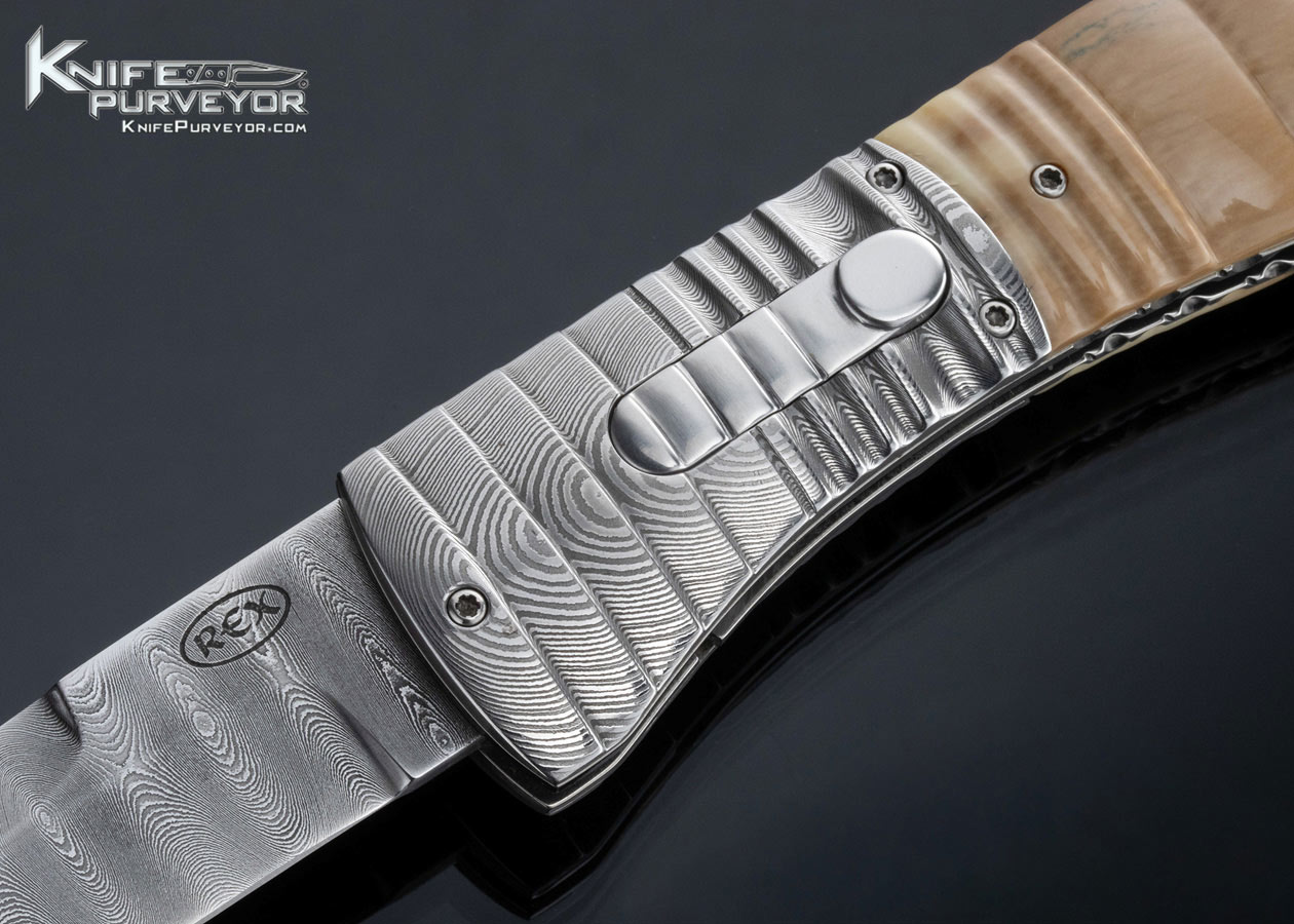 Rex Robinson Custom Knife Carved Damascus and Mammoth Automatic ...