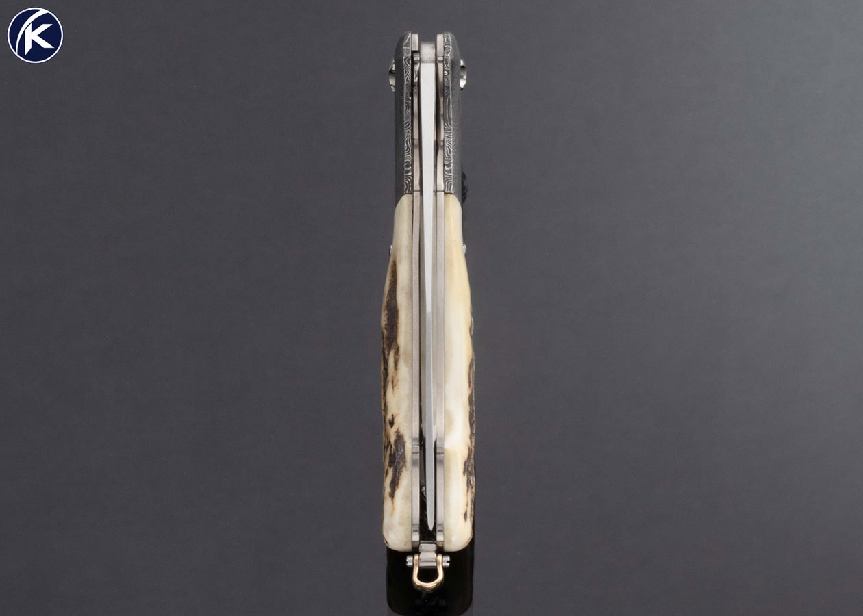 Richard S. Wright Custom Knife Bolster Release Automatic Stag with Gold ...