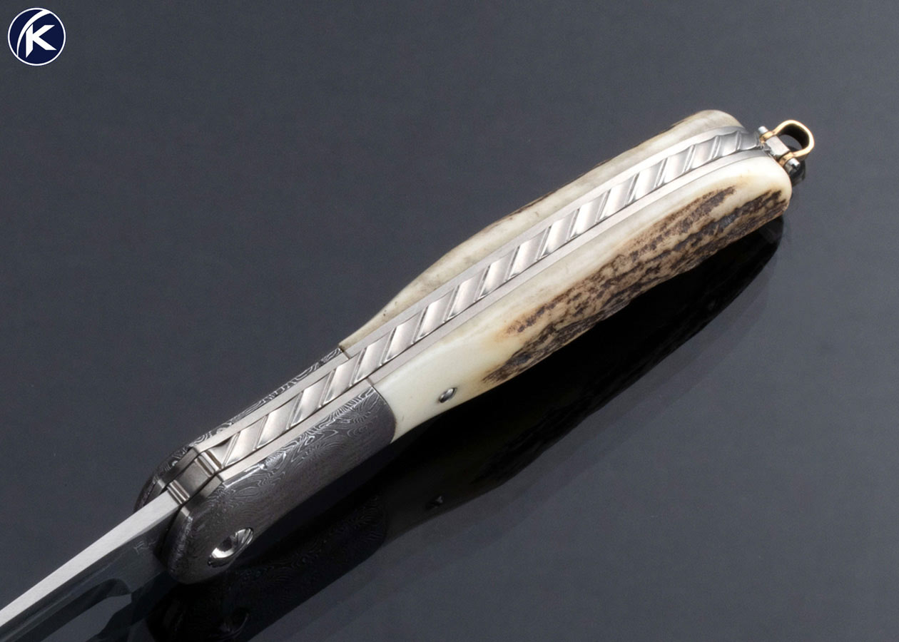 Richard S. Wright Custom Knife Bolster Release Automatic Stag with Gold ...