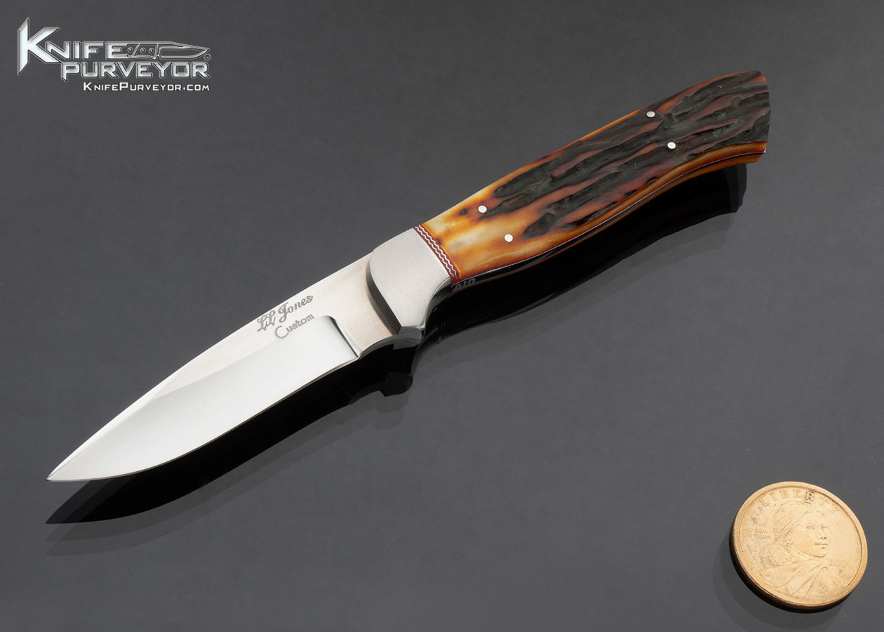 L.L Jones Custom Knife Small Fixed Blade Amber Stag - Knife Purveyor