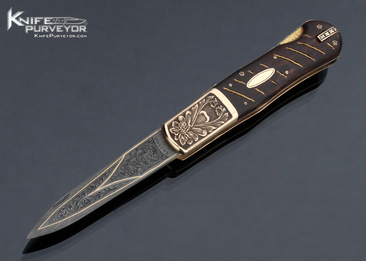 H.H. Frank Custom Knife Sole Authorship Engraved 14Kt Gold Braided Gold ...