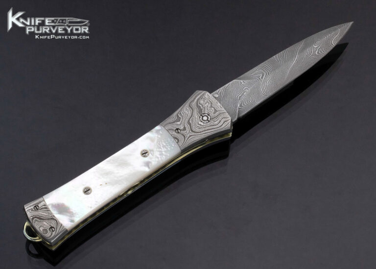 Jason Williams Custom Knife Mother of Pearl and Damascus Linerlock ...