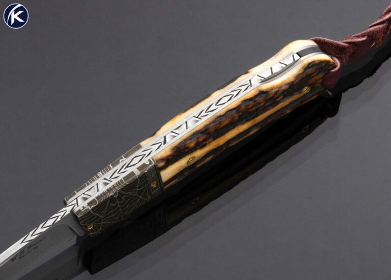 W.D. Pease Custom Knife Robert Eggerling Damascus Stag Lockback - Knife ...
