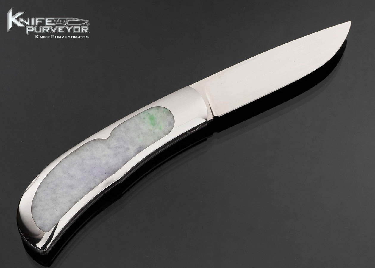 Steve Hoel Custom Knife Burmese Jade Interframe Lockback - Knife Purveyor
