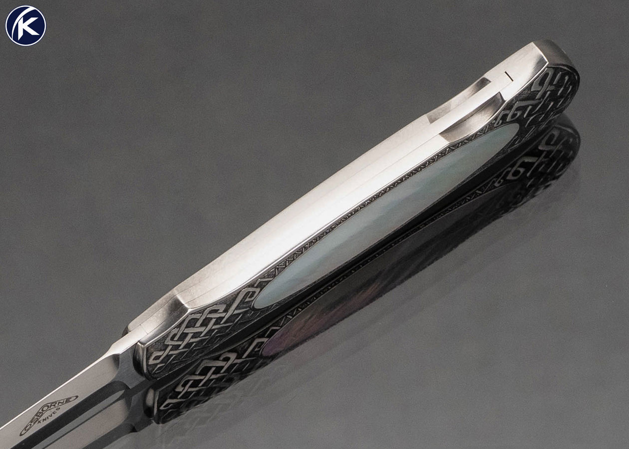 Warren Osborne Custom Knife Mother of Pearl Interframe Lockback Dagger ...