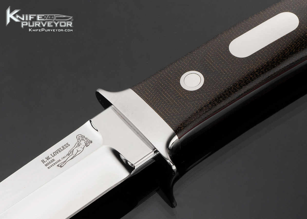 Bob Loveless Custom Knife Double Naked Lady Logo 6" Fighter with ...