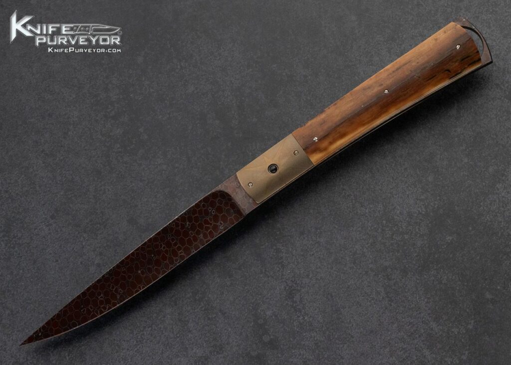 Bertie Rietveld Custom Knife Dragon Skin Damascus Anodized Titanium and ...
