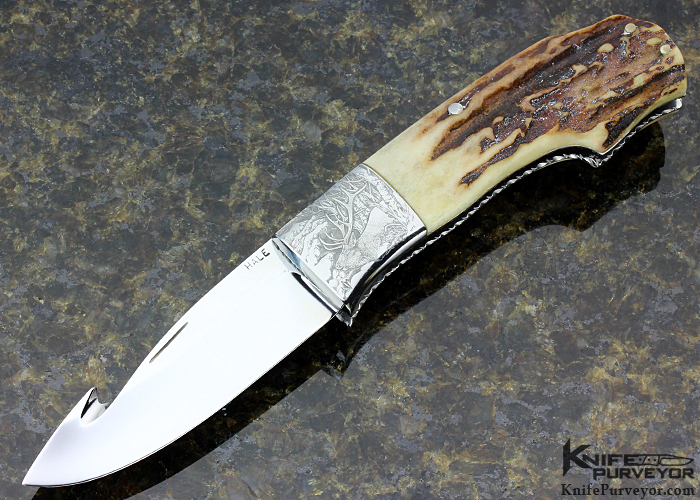 Lloyd Hale Custom Knife William P. Sinclair Engraved Stag Gut Hook ...