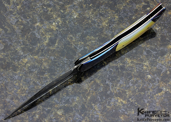 Rex Robinson Custom Knife Fluted Gold Lip Pearl Shell & Fluted Blued ...