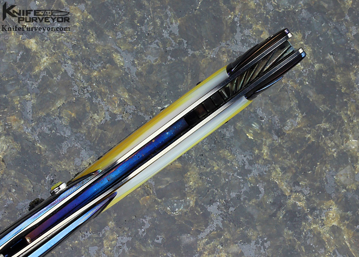 Rex Robinson Custom Knife Fluted Gold Lip Pearl Shell & Fluted Blued ...