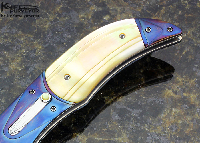 Rex Robinson Custom Knife Fluted Gold Lip Pearl Shell & Fluted Blued ...