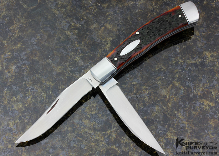 Bill Ruple Custom Knife Red Jigged Bone 2 Blade Trapper Slip Joint 1/16 ...