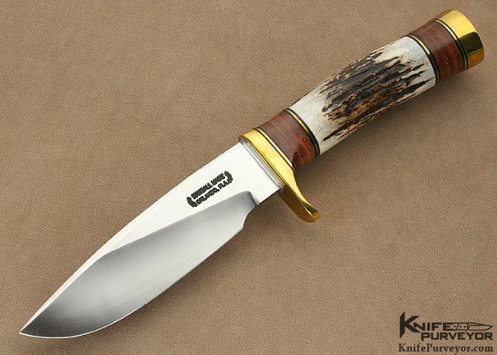 Randall Custom Knife Model 25 Trapper Stag, Stacked Leather and Brass ...