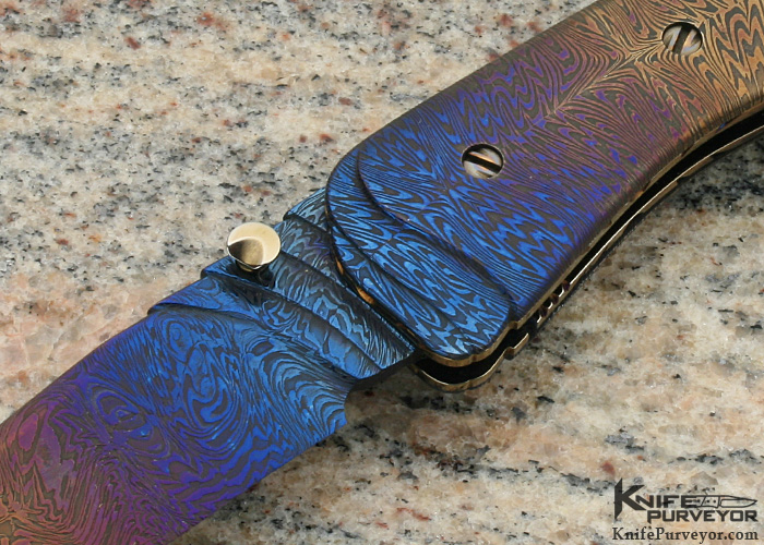 Wade Colter Custom Knife Blued Sole Authorship Damascus & Carved ...