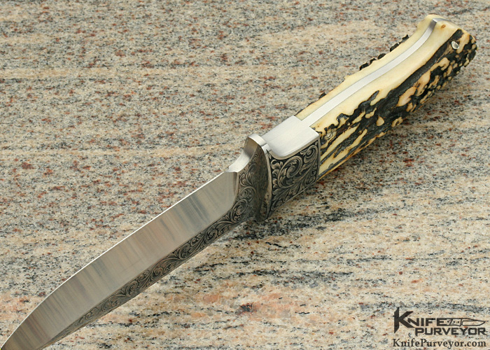 Dr. Fred Carter Custom Knife Sole Authorship Engraved Stag Fighter ...