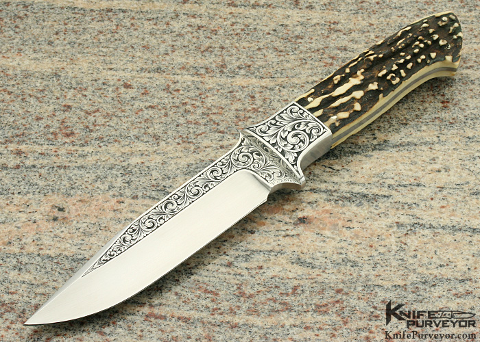 Dr. Fred Carter Custom Knife Sole Authorship Engraved Stag Fighter ...