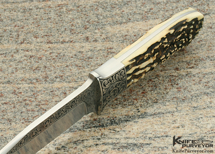 Dr. Fred Carter Custom Knife Sole Authorship Engraved Stag Fighter ...