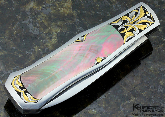 Steve Hoel Custom Knife Black Lip Tahitian Pearl Shell Interframe ...