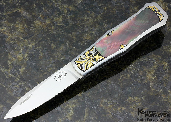 Steve Hoel Custom Knife Black Lip Tahitian Pearl Shell Interframe ...
