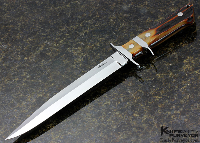 Rick Genovese Custom Knife Amber Stag Sub Hilt Fighter - Knife Purveyor