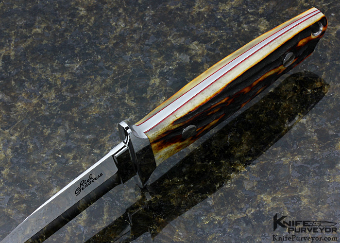 Rick Genovese Custom Knife Amber Stag Fighter - Knife Purveyor