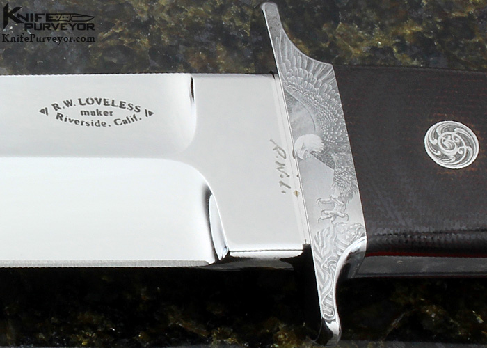 Bob Loveless Custom Knife Firmo Fracassi Engraved Green Canvas Micarta ...