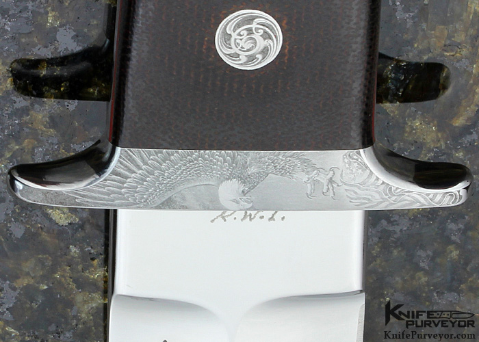 Bob Loveless Custom Knife Firmo Fracassi Engraved Green Canvas Micarta ...