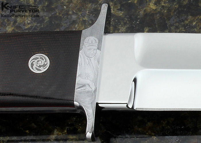 Bob Loveless Custom Knife Firmo Fracassi Engraved Green Canvas Micarta ...