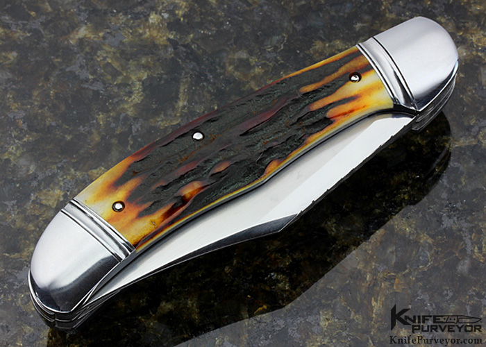 Bill Ruple Custom Knife Amber Stag 2 Blade Trapper Slip Joint - Knife ...