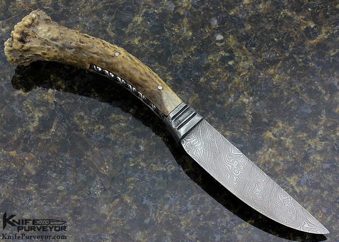 Barry Davis Custom Knife Sole Authorship Damascus with Crown Stag ...