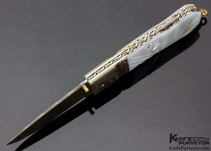 Barry Davis Custom Knife Sole Authorship Damascus and Fluted Mother of ...
