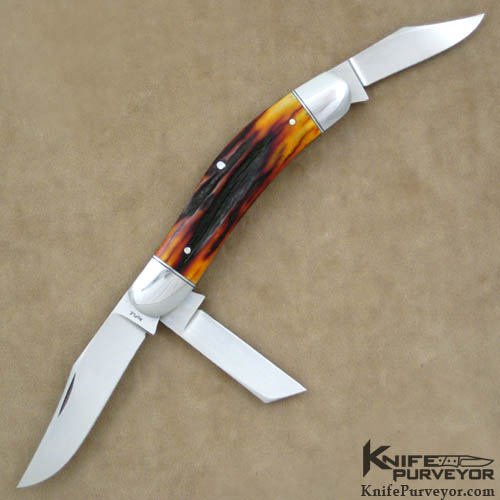 Bill Ruple Custom Knife Amber Jigged Bone Amber Stag Sowbelly - Knife ...