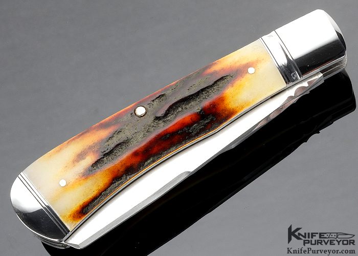 Bill Ruple Custom Knife Amber Stag 2 Blade Trapper Slip Joint - Knife ...