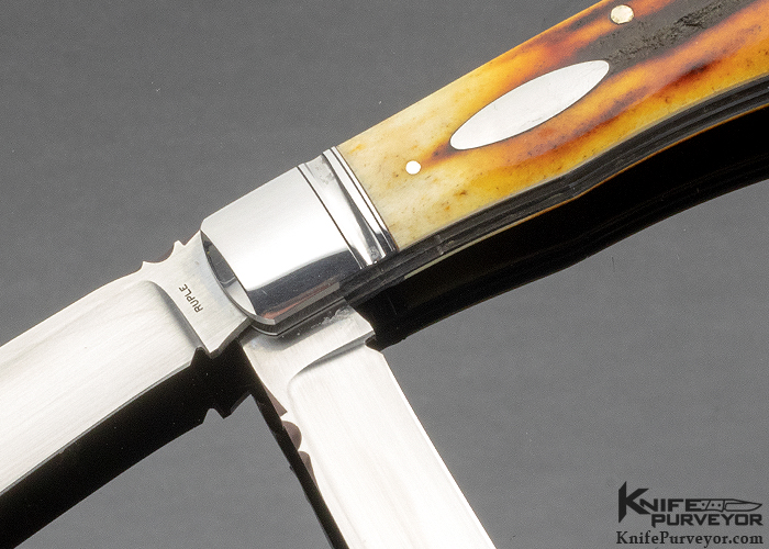 Bill Ruple Custom Knife Amber Stag 2 Blade Trapper Slip Joint - Knife ...