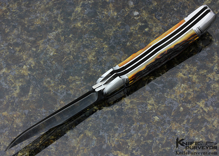 Bill Ruple Custom Knife Amber Stag 2 Blade Trapper Slip Joint - Knife ...