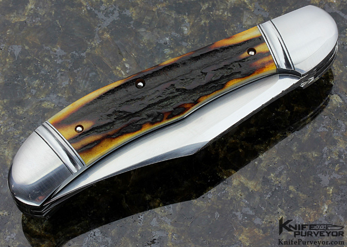 Bill Ruple Custom Knife Amber Stag 2 Blade Trapper Slip Joint - Knife ...
