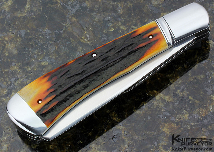 Bill Ruple Custom Knife Amber Stag 2 Blade Trapper Slip Joint - Knife ...