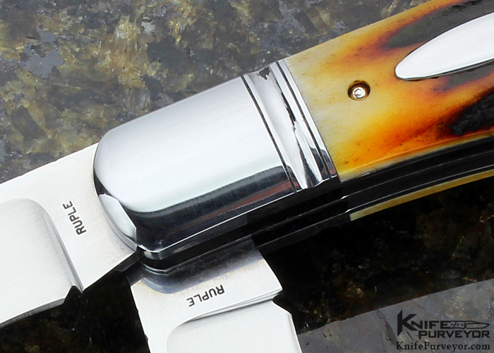 Bill Ruple Custom Knife Amber Stag 2 Blade Trapper Slip Joint - Knife ...
