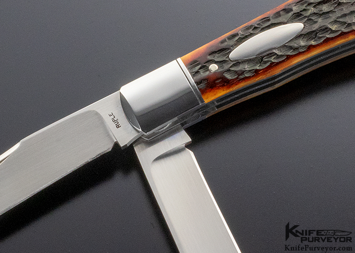 Bill Ruple Custom Knife Jigged Bone with Escutcheon 2 Blade Slip Joint ...