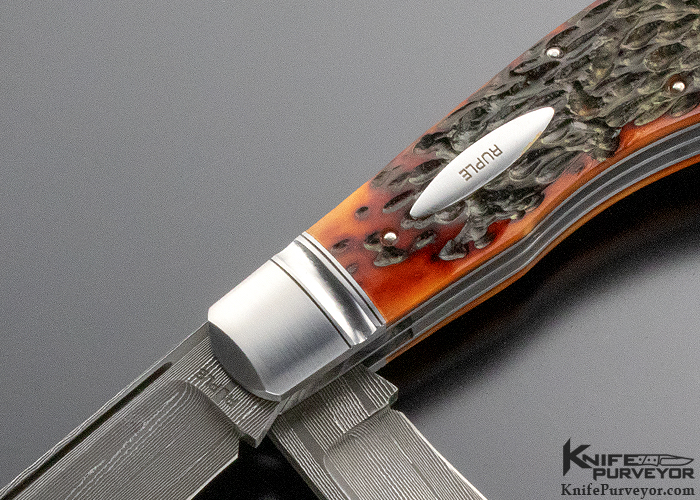 Bill Ruple Custom Knife 2 Blade Damascus Saddlehorn Rob Thomas Damascus ...