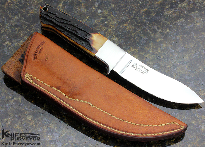 Bob Loveless Custom Knife "Double Nude" Amber Stag Pinless Extended ...