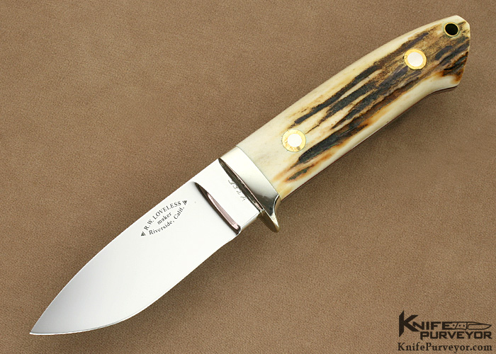 Bob Loveless Custom Knife Riverside Stag Drop Point Hunter - Knife Purveyor