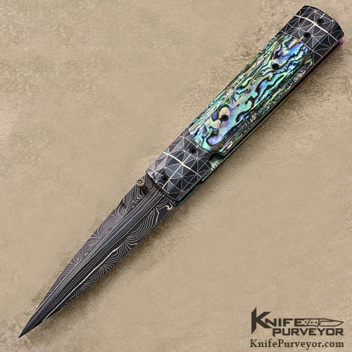 Jeff Chaffee Custom Knives Damascus and Abalone Linerlock Dagger ...
